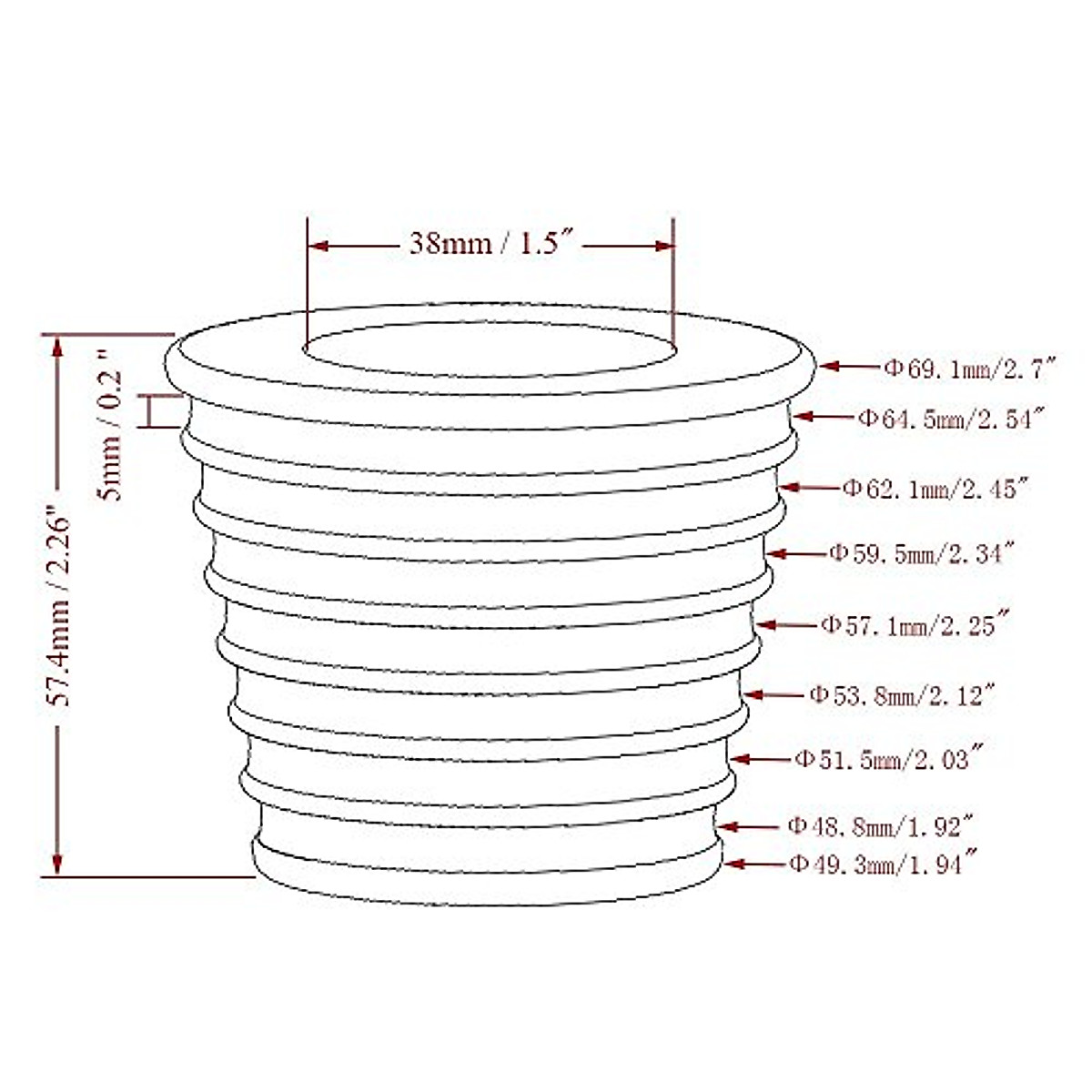 SUQ I OME Outdoor Patio Parasol Umbrella Cone Wedge Fits Umbrella Pole Diameter 1.5 Inch/ 38 mm, for Patio Parasol Table Hole Opening or Parasol Base Stand 1.94 to 2.7 Inch (Black)