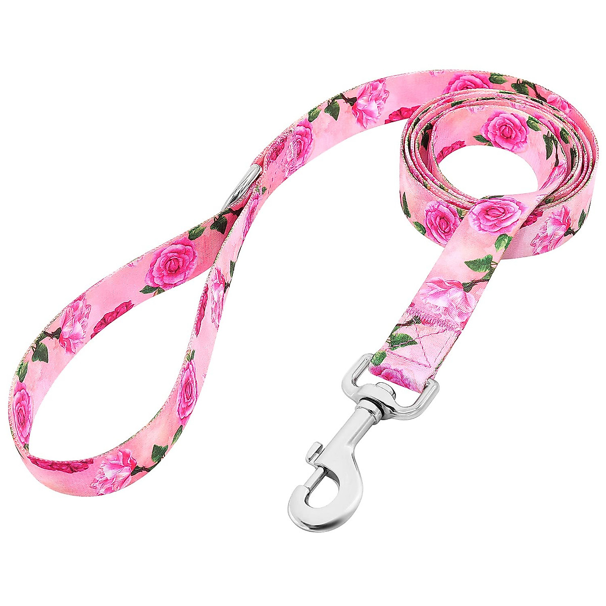 Pink Dog Leash Floral Cute Girl Dog Leash for Puppy,Small Breed Dogs 4 ft/Foot Dog Leash Hot Pink Dog Collar Harness and Leash Set