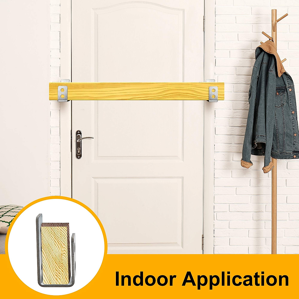 2x4 Door Barricade Brackets (2 pcs) | Drop Open Bar Holder Marine Grade Stainless Steel U Bracket for 2 by 4 Lumber as Security Door Reinforcement, Door Jammer, Barn, Shed, Garage, Gate