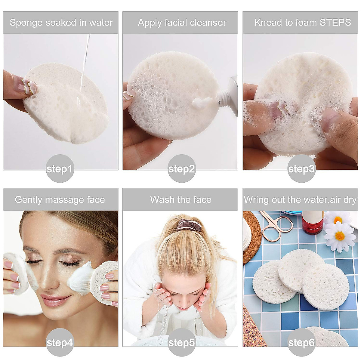 60 Count Facial Sponges for Estheticians Compressed Face Sponge Natural Cleaning Sponge for Facial Cleaning, Makeup Removal