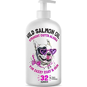 Allergy Relief Chews for Dogs & Immune & Digestive Supplement 30 Soft Treats and Wild Alaskan Salmon Oil for Dogs & Cats 32 oz