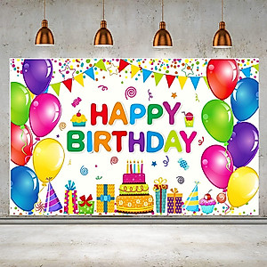 Happy Birthday Party Decorations Colorful Birthday Banner Backdrop Large Rainbow Happy Birthday Yard Sign Background It's My Birthday Party Indoor Outdoor Decorations Supplies for Boys Kids Girls