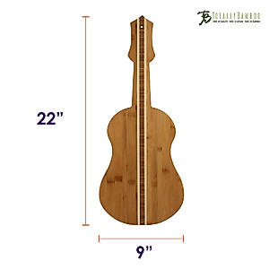 Totally Bamboo Ukulele Shaped Bamboo Serving Board, 22" by 9"