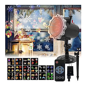 BETDET LED Outdoor Lights Christmas Projector Lights Outdoor with Remote Control 16 Patterns Holiday Projector Landscape Light Xmas Decorations for Garden Valentine Birthday Home Party 11.24