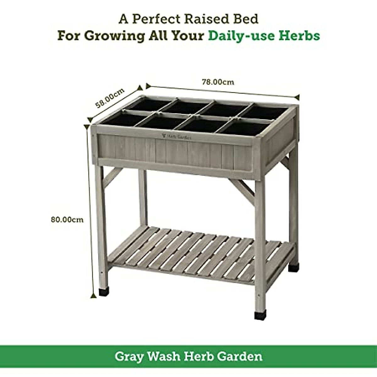 VegTrug 8 Pocket Herb Garden Grey Wash