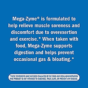 Nature's Way Mega-Zyme Systemic Enzymes, Relieves Occasional Muscle Soreness and Discomfort*, Pancreatic Enzymes, Digestive Health Support*, 200 Tablets