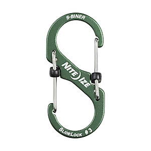 NITEIZE LSBA3-08-R6 Slide-Lock Aluminum, #3, Olive, Small