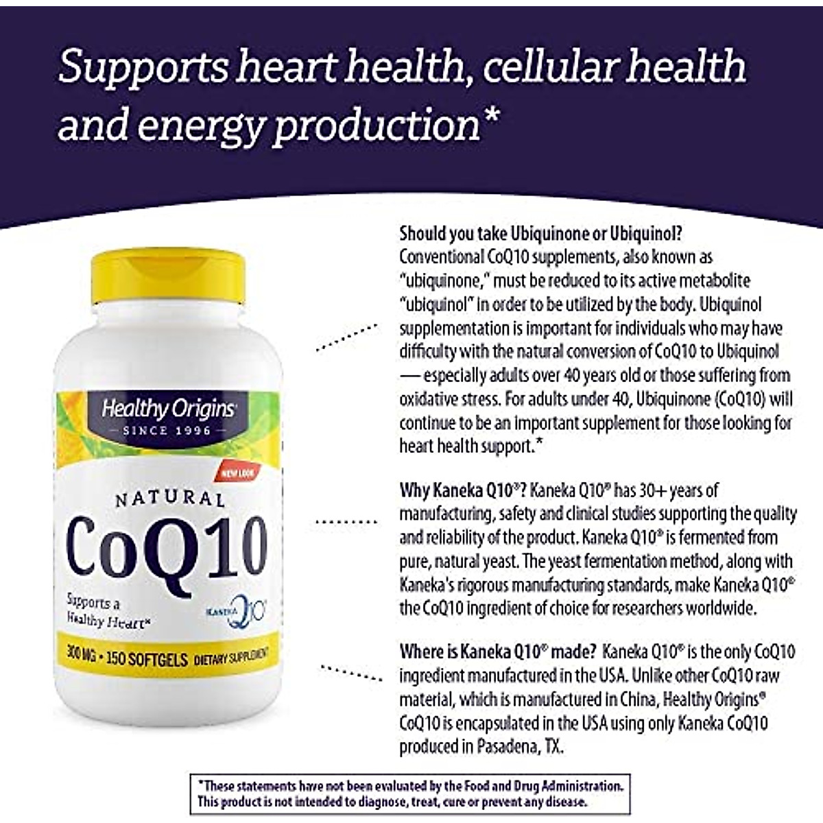 Healthy Origins CoQ10 (Kaneka Q10), 300 mg - Heart Health & Energy Supplement - Gluten-Free & Non-GMO Supplements - 150 Softgels