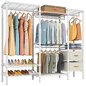 VIPEK V8 White Metal Clothes Rack, Adjustable Shelves, Holds 816 lbs, Compact Design, Easy Assembly