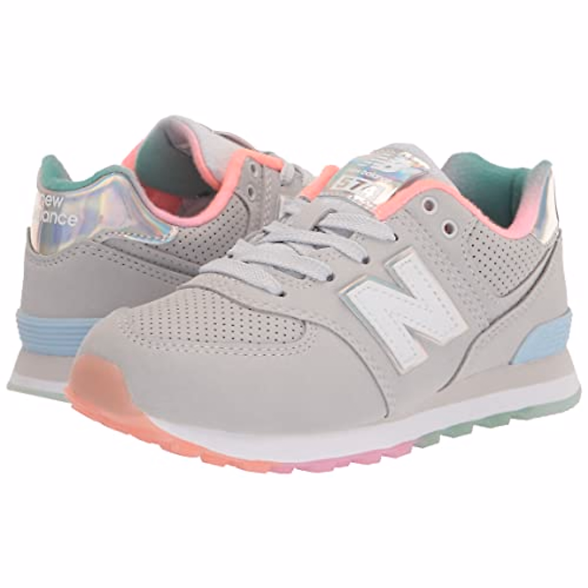 New Balance Kids 574 V1 70s Racing Lace-up Sneaker, Summer Fog/Lemon Haze/Uv Glo, 2.5 US Unisex Little