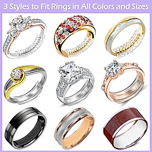 100 Pcs Ring Size Adjuster with Ring Size Measuring Tool for Loose Rings, Plug-in Invisible Ring Spiral Silicone Tightener EVA Foam Ring Size Adjuster Set with Polishing Cloth Fit Any Rings Sizes.