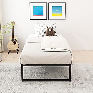 Lutown-Teen 14 Inch Twin Bed Frames Heavy Duty Metal Twin Size Platform Bed Frame No Box Spring Needed, Noise Free, Easy Assembly, Black