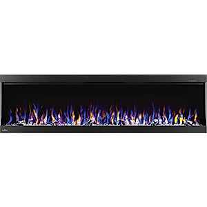Napoleon Trivista Pictura 60 - NEFL60H3SV - Wall Hanging Electric Fireplace, 60-in, Black, Glass Front, Realistic Flames, LED Ember Bed, Adjustible Flame Height/Colours, Remote Included