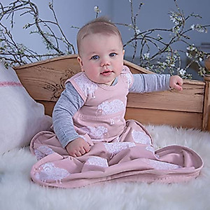 Merino Kids Baby Sleep Bag Standard Weight for Babies 0-2 Years, Sheep Print - Misty Rose