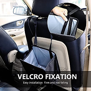 QODOLSI 1 Pack Hanging Car Trash Bag Can, Folding Waterproof Garbage Bag, Black Multipurpose Organizer, Car Portable Trash Bin, Universal for Cars, SUVs (10.8In x 10.8In x 5.7In)