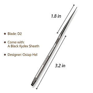 CIVIVI D-Art Neck Knife, Ostap Hel D2 Fixed Blade with a Kydex Sheath and a chain, Utility Knife Box Cutter for Cartons Cardboard Boxes C21001-1