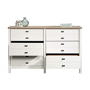 Sauder Cottage Road Dresser, L: 56.77" x W: 19.29" x H: 35.35", Soft White finish