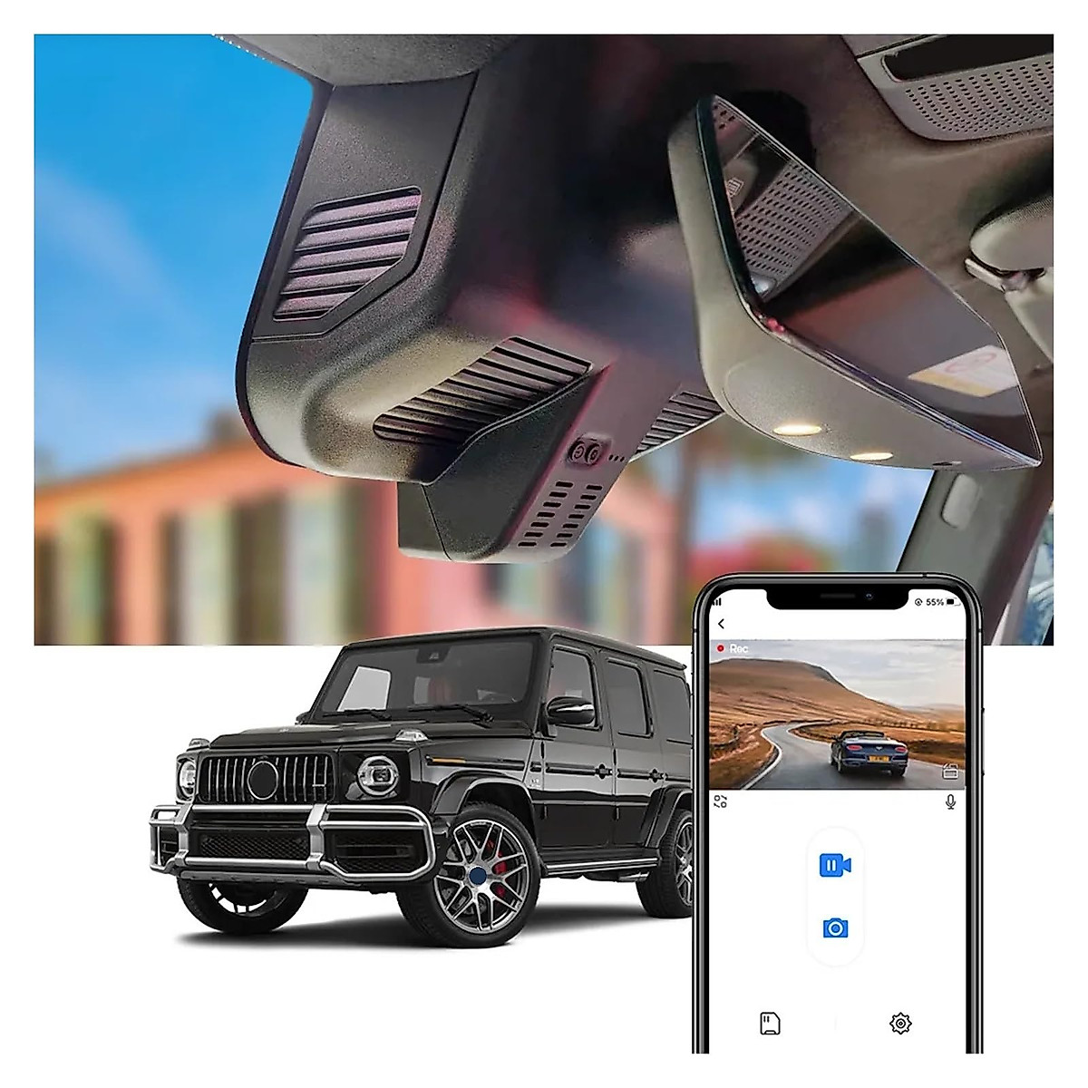 Fitcamx Car DVR Dashcam 4K Dash Cam Compatible with Mercedes Benz G Class G550 G400d 350d G63 2019 to 2023,G550 G500 G350d G63 2013 to 2018 (Color : G Class 2019 to 2023, Size : 4K Front Cam 64GB)