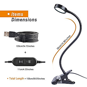 LEPOWER Clip on Light / Book Light / Reading Light with 2 Color Changeable/ Night Light Clip on for Desk, Bed Headboard and Computers (Black)