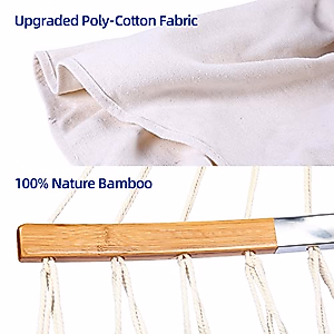 Hammock with Straps Kit, Sportneer Folding Spreader-Bar Double Hammock with Portable Storage Bag, 2-Person Bamboo Curved Bar Hammocks for Indoor Outdoor Garden Patio Backyard Porch Camping Backpacking
