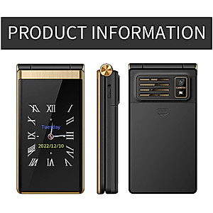 3 Inch Senior Flip Phone, 2G Mobile Unlocked with SOS Big, LED Flashlight and Cell Phone Clear Sound,Dual SIM Slots 5900mAh Unlocked Cellphone for Seniors Kids (Gold Color)