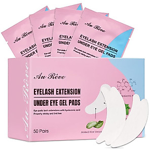 AuReve 50 Pairs under eye patches,eye pads lash extensions add hyaluronic acid,Eyelash Extension Under Eye Gel Pads suitable for most people
