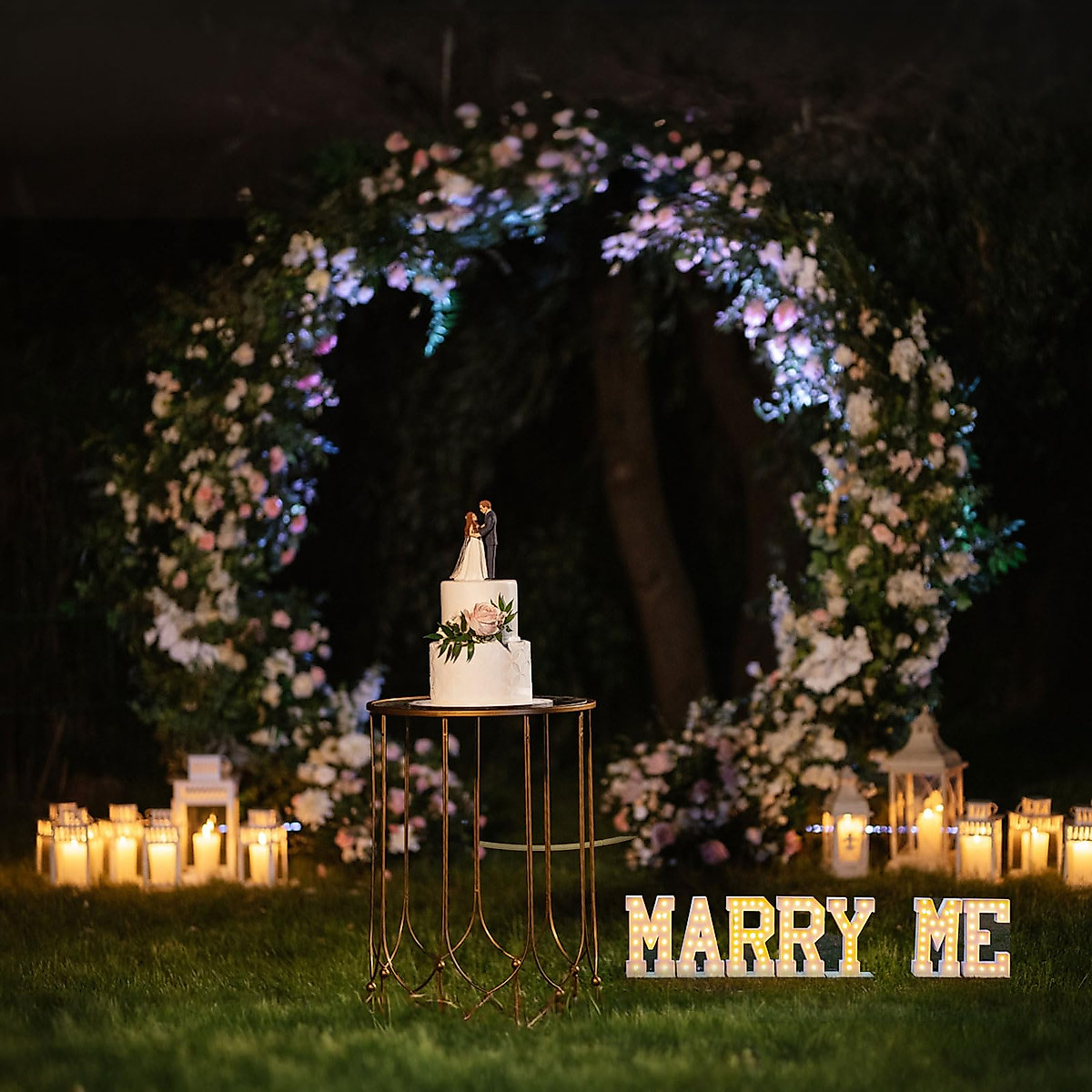 HEOMU 7.3FT Round Backdrop Stand Circle Balloon Arch Stand, Metal Wedding Flower Ring Arch Stand Wedding Arches for Ceremony, Birthday Party, Baby Shower, Graduation Backdrop Decoration, Gold