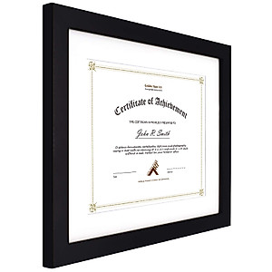 Golden State Art, 11x14 Diploma Wood Frame for 8.5x11 Document & Certificates, Real Glass (Black with Single White Mat, 2-Pack)