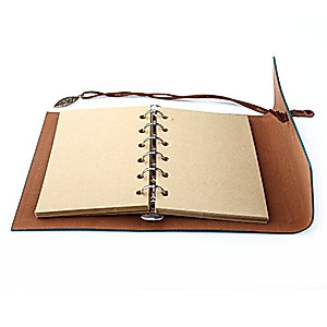 Beyong Leather Writing Journal, Refillable Travelers Notebook, Men & Women Leather Journals to Write in, Art Sketchbook, Travel Diary, Best Gifts for Teens Girls and Boys (Blue, 7 Inch)