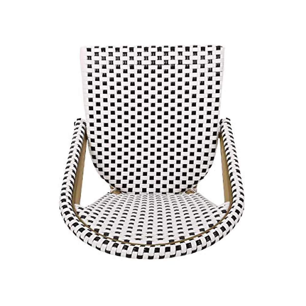 Christopher Knight Home Philomena Outdoor French Bistro Chair (Set of 2), Black + White + Bamboo Print Finish