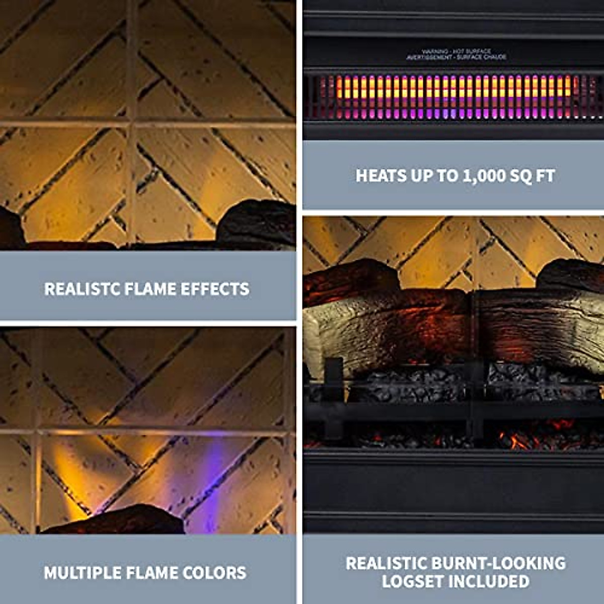 Country Living Infrared Freestanding Electric Fireplace Stove Heater in Black | Provides Supplemental Zone Heat with Remote, Multiple Flame Colors, Metal Design with Faux Wooden Logs