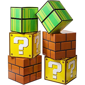 SUYEPER 6PCS Big Party Boxes For Birthday Party Question Boxes Brick Boxes Pipe Boxes For Party Game Party Favor Props Boxes (11.8 x 11.8 Inch)