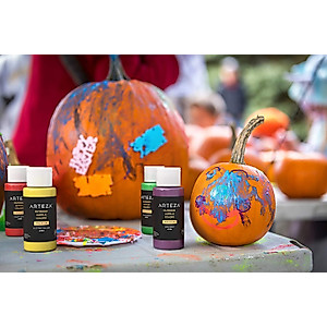 ARTEZA Outdoor Acrylic Paint Set, 20 Colors, 2 ounce Bottles, Multi-Surface Paints for Rock, Wood, Fabric, Leather, Paper, Canvas and Wall Painting