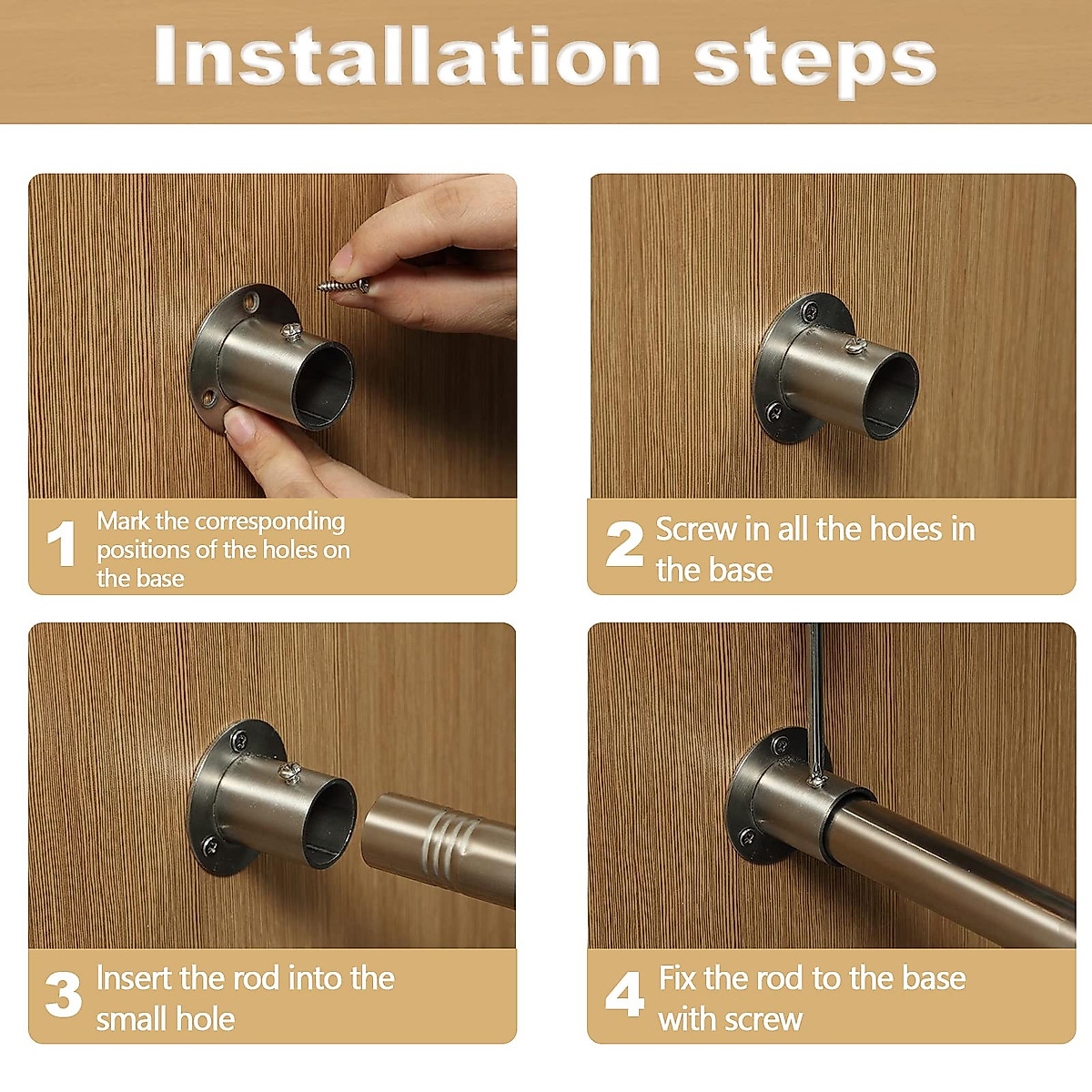 CALCHELE Closet Rod for Hanging Clothes Heavy Duty Clothes Rod Pole for Closet 15 to 39 Inch Adjustable Closet Rods for Wardrobes