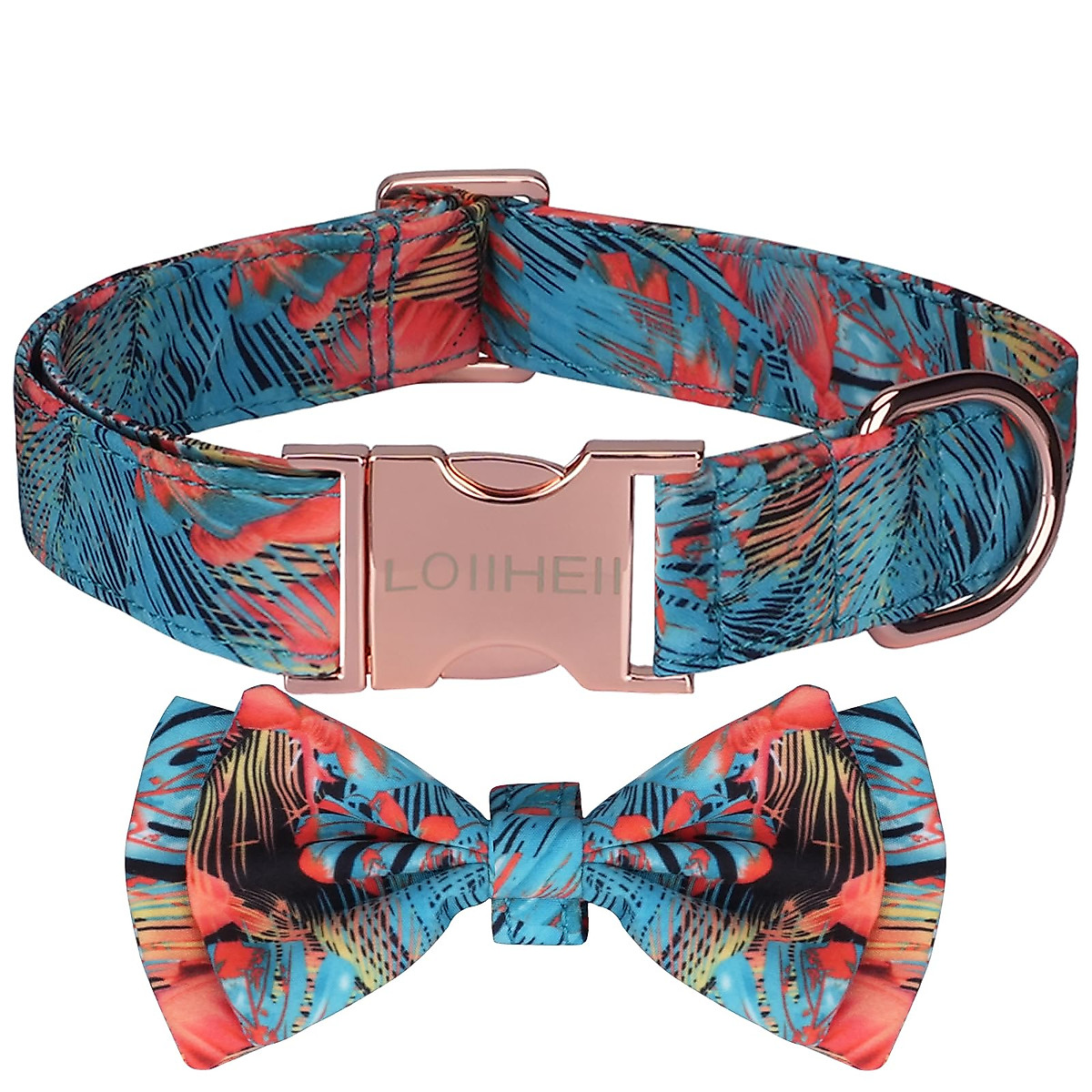 LOIIHEII Mothers' Day Dog Leash Match Dog Collar,Solid and Durable Dog Leash with Red Flowers,Leashes for Dog Training & Behavior aids for Small to Medium Dogs(S)