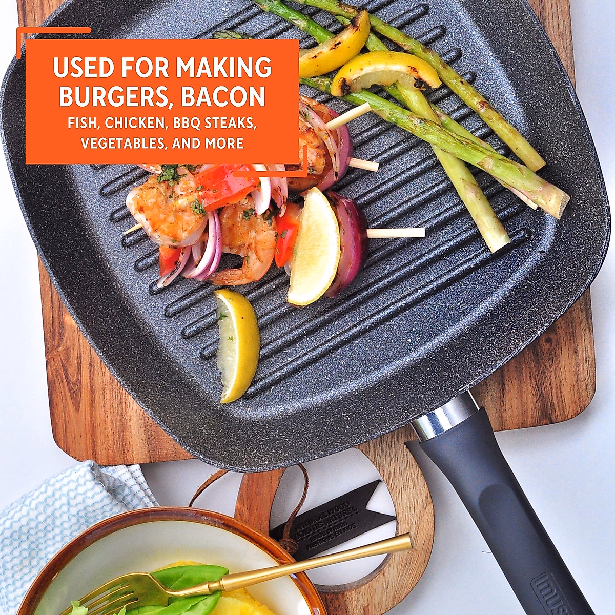 IMUSA Made in Colombia 11" Nonstick Deep Square Grill with Handle