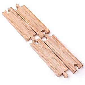 Bigjigs Rail Long Straights (Pack of 4) - Other Major Wooden Rail Brands are Compatible