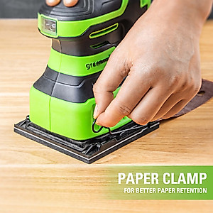 Greenworks 24V Cordless 1/4 Quarter Sheet Sander with 2Ah Battery and Charger