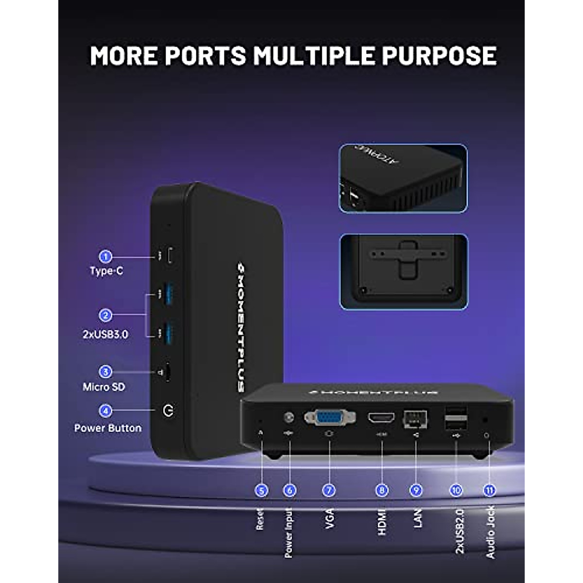 Ubuntu Linux Mini PC, Intel Celeron N4020 Linux Mini Computer, 4GB RAM 128GB SSD Micro PC Computers with 4K HDMI 2.4G/5G WiFi Bluetooth 5.0 USB 3.0 Linux Mini PC Ubuntu