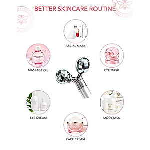 3in1 Face Massager For Women 3D V Line Lifting Rose Quartz Face Roller Skin Care Tools Eye Massager Tool Face Lift Double Chin Reducer HANABEE Facial Massager Skin Roller (Sliver)