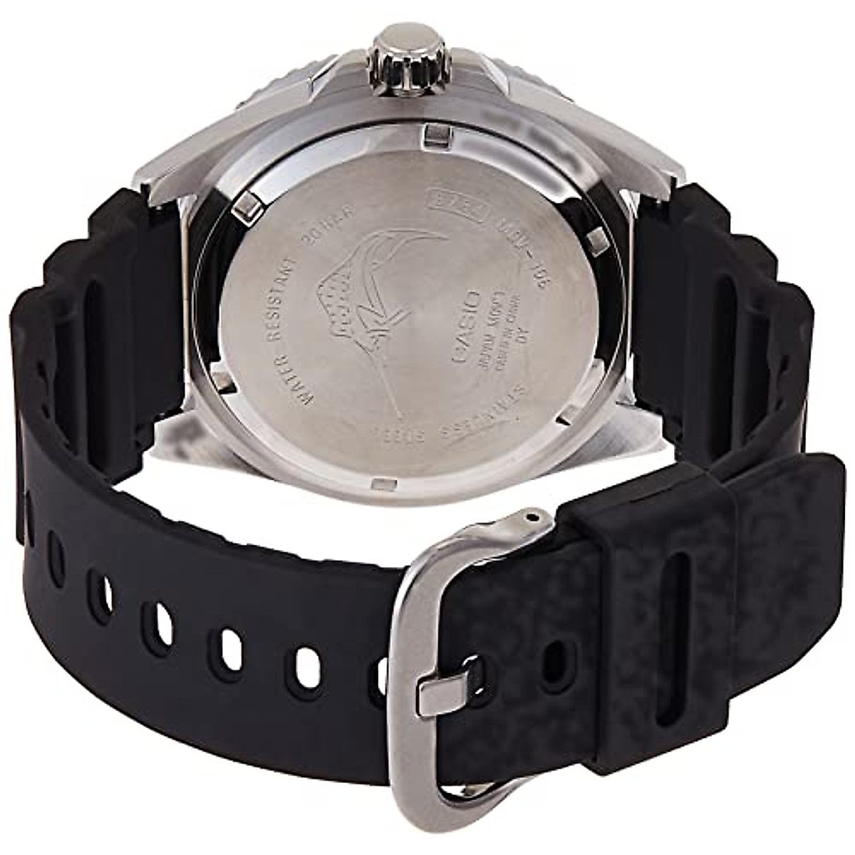 Casio Men's Stainless Steel Quartz Sport Watch with Resin Strap, Black, 26 (Model: MDV106B-1A1V)