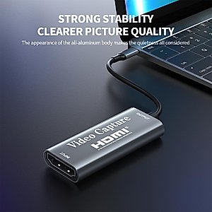 Papeaso Video Capture Card, Video Recording Card Wonderful 4K HDMI to 1080P USB C for Gaming Streaming TV Recorder, for Windows Mac OS System with USB C Adapter to Adjust PS4, Switch, Xbox1