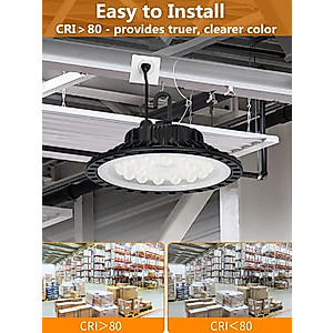 LED High Bay Light, 100W 12000LM UFO LED High Bay Lights with US Plug 5' Cable, 6500K Super Bright LED Shop Lights, IP65 Warehouse Light, Area Light Fixture Shop Light for Garage Warehouse Workshop