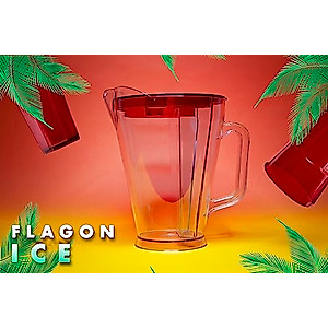Acrylic Beer Pitcher with Ice Chamber (34 fl oz), Keep Beverages Cold. Clear Plastic Pitcher with Pour Spout Lid. BPA-Free, Shatter-Proof, Great for Water, Beer, Iced Tea, Sangria, Lemonade.