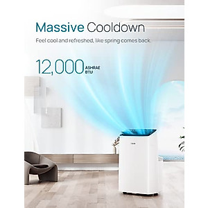 Dreo TwinCool 12000 BTU Smart Inverter Portable Air Conditioner with Dual Hose, 42dB Quiet,Powerful Cooling, Up to 450 Sq Ft, Remote Control, Dehumidify, 24H Timer, Window Mount Kit, White
