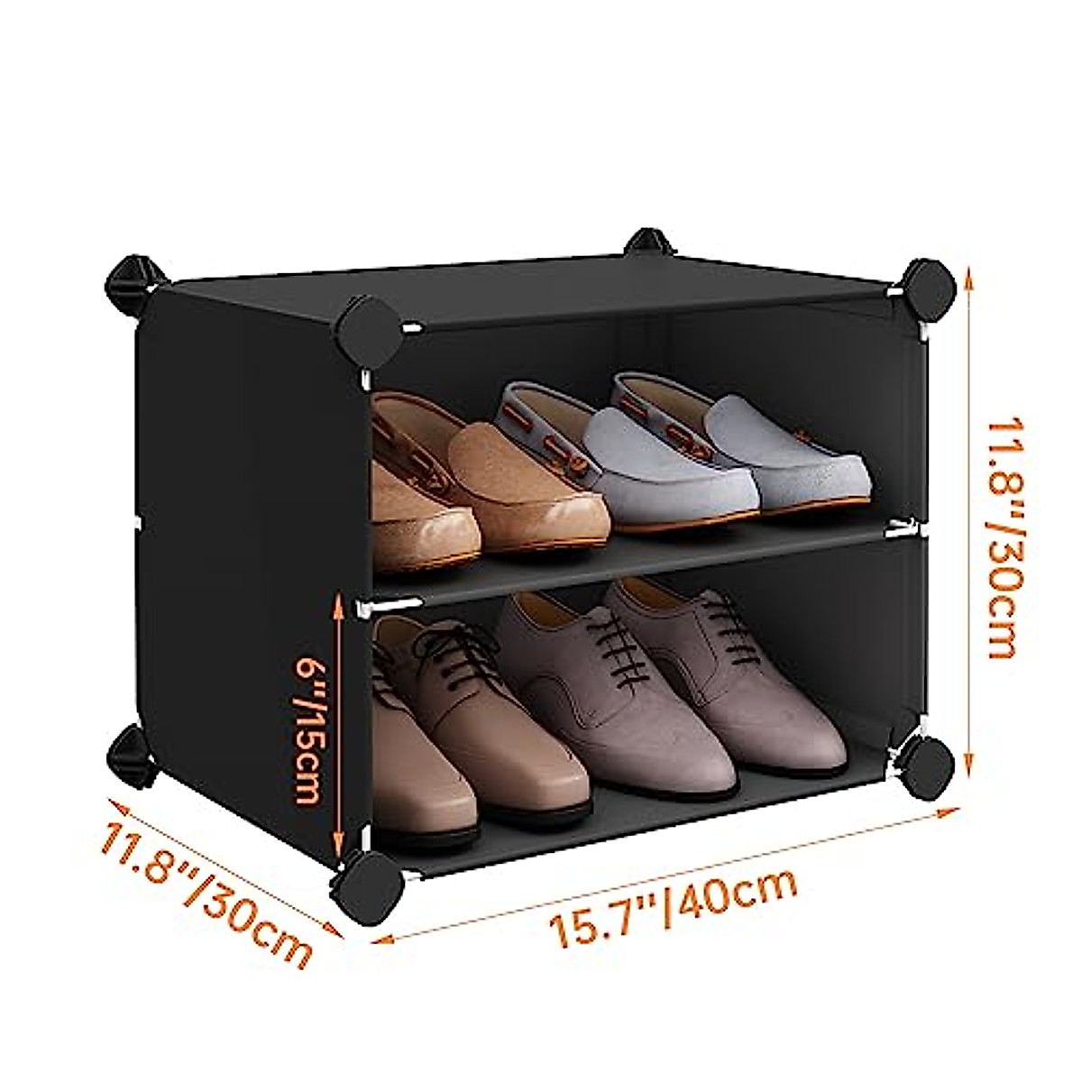 MAGINELS Shoe Rack, 40 Pair Shoe Organizer Cubby, 10 Tier Shoe Storage Cabinet, Plastic Shoe Shelf for Closet, Entryway, Garage, Hallway, Bedroom, Black
