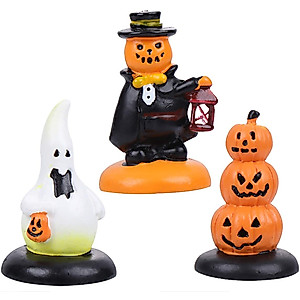 WINOMO 3Pcs Halloween Pumpkin Figurine Decorations,Halloween Pumpkin & Ghost Statue for Halloween Christmas Birthday Decor