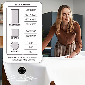 Grandipity Rectangle Tablecloth (White Tablecloths 60" x 102") - Polyester Tablecloth - Stain & Wrinkle Resistant Washable Polyester Tablecloths Decorative Cloth Table Cover (1 Pack)