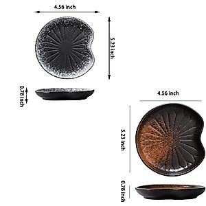 NJLJOM 2 Pack Ceramic Spoon Rest For Stove Top, Heat-Resistant Utensil Rest for Kitchen Counter, Coffee Spoon Rest, Dessert Plates，Small Serving Plates, Kitchen Accessories (Deep Color)