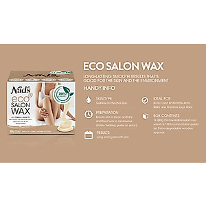 Nad's Professional Microwaveable Hard Stripless Wax - Plastic-Free, Vegan, 300g with Wooden Spatula